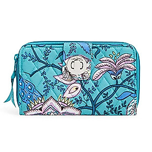 Vera Bradley Cotton RFID Turnlock Wallet, Peacock Garden