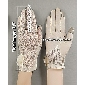 Women's Summer Touch Screen Gloves Lace Anti-skid Outdoor Driving Tea Party Gloves, Beige