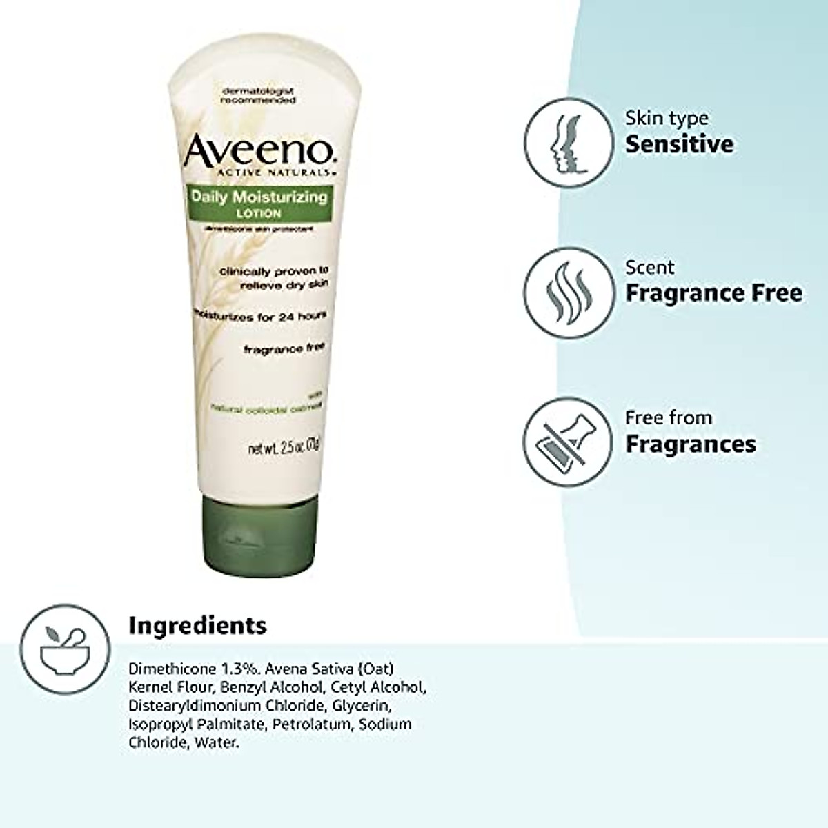 Aveeno Daily Moisturizing Lotion, 2.5 Ounce (Pack of 3)