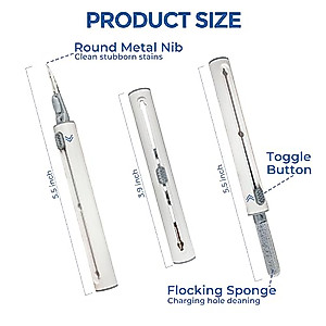 CRAFTUS Airpod Cleaner Kit, Earbuds Cleaning Kit for Airpods Pro 1 2 3, Airpods Cleaning Kit with 2 Soft Spiral Brush, 1 Sim Pin and 1 Putty for Bluetooth Earphones Case, iPhone Charging Jack