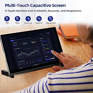 iPistBit 7" IPS LCD Touch Screen, No-Cable-Needed 1024X600 Dual-Speaker HDMI Small Touchscreen Monitor Compatible with Raspberry Pi 5 4 3 2 Zero B B+, Windows 11 10 8 7, Drive-Free