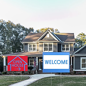 20 Pack Large Size Blank Yard Signs with Stakes 16.5 x 12.6 Inch Blue Corrugated Plastic Sheet Real Estate Garage Sale Signs with Stakes Open House for Rent Sign with Stand for Lawn Party Decorations