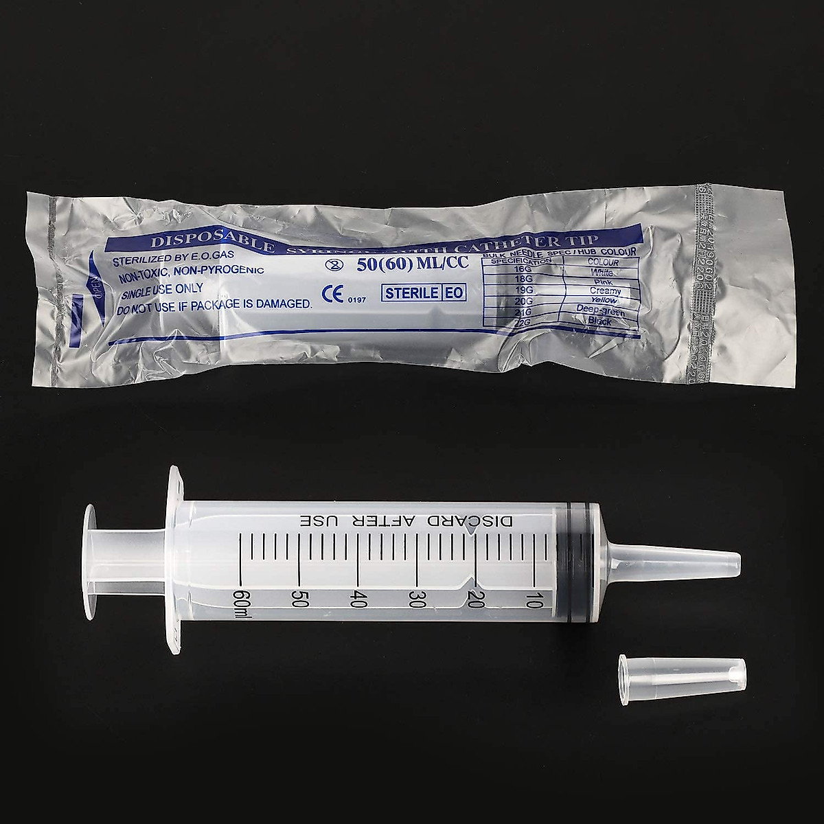 5Pack 60ml Syringe Measuring Plastic Syringe with Catheter Tip for Scientific Labs, Liquid Measuring & Dispensing, Pets Feeding, Plant Watering