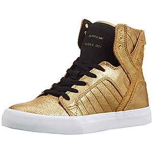 Supra Skytop Athletic Girl's Shoes Size 2 Gold/Black