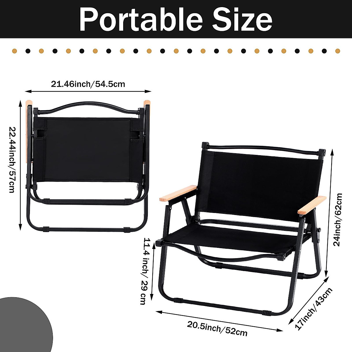 Lallisa 2 Pack Folding Camping Chairs, Portable Lightweight Low Lawn Chair with Thicken 600D Oxford Beach Camp Park Chairs Supports 253lbs Carbon Steel Armchairs for Hiking Fishing Picnic Concerts