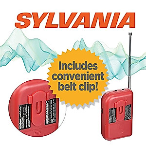 Portable AM/FM Pocket Radio With Built-In Speaker, Red