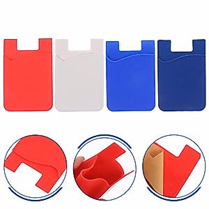 ifundom 4Pcs Mobile Phone Card Sticker Smart Wallet Business Card Holder Wallet Pocket Wallet Phone Back Cards Holder Phone Holder Stick on Wallet Adhesive Phone Pocket Cards Purse Deck
