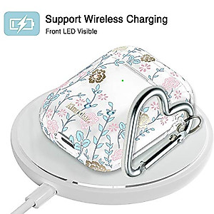 KINGXBAR Queenxbar Airpods Case Cover, Clear Hard PC Airpods Cover Sparkle Crystals with AirPods Strap/Ear Hook/Watch Band Holder/Heart-Shaped Carabiner for Airpods 1 & 2(Front LED Visible)