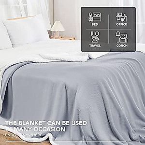 Deconovo Sherpa Throw Blankets for Bed, Sofa, Fall Throw Blanket for Couch - Knitted Throw Blankets for Kids, Adults, Teens, 50x60 Inches, Grey