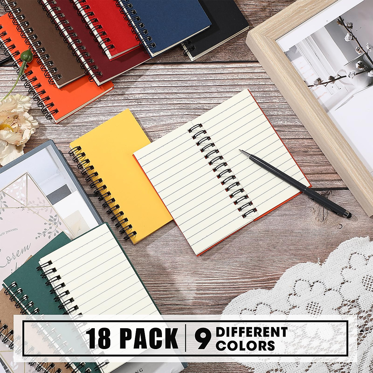 Jutom 18 Pcs Small Spiral Notebooks Memo Pads 3x5 Bulk Small Pocket Notebooks Mini Notepads with Lined Pages Small Journals for Office School Work Writing Supplies,120 Pages (Multi Color)