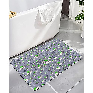 Flower Purple Bath Mat for Tub,Non Slip Bathroom Floor Runner Rug Quick Dry & Absorbent Diatomaceous Earth Shower Sink Kitchen Living Room Washable Doormat,Elegant Florals Vintage Spring Plant 16"x24"