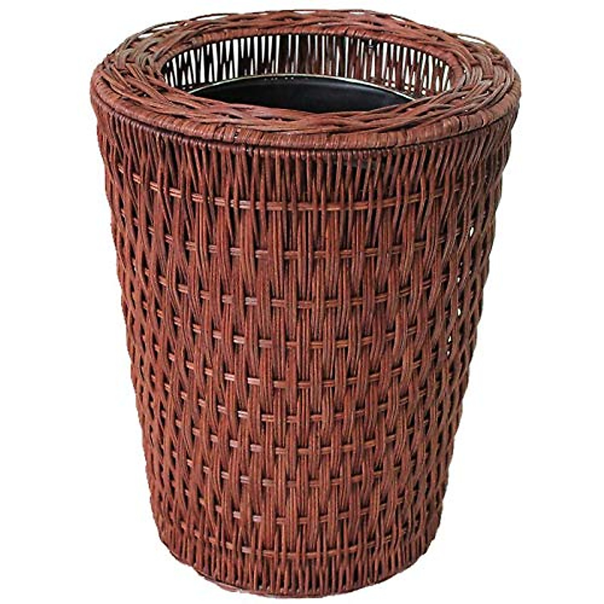 VREF Indoor Trash Can Wastebasket Rattan 8L Home Bedroom Kitchen Without Cover Pressure Ring Trash Can Waste Bin Garbage Can (Color : Brown)