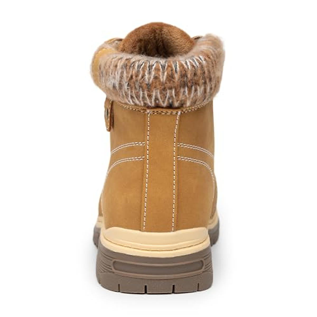 COTTIMO Winter Snow Hiking Boot for Women - Casual Brown Combat Non-slip Work Ankle Boot Clearance Backpacking Boots Leather Waterproof Hiking Shoes Wedge Platform Heel Booties LMW18-CAMEL-10