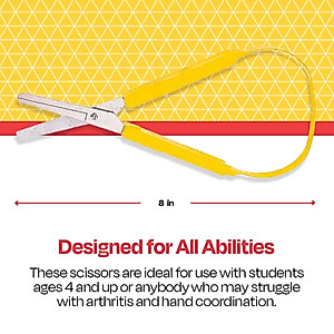 School Smart Loop Scissors, 8 Inches, Yellow,84838