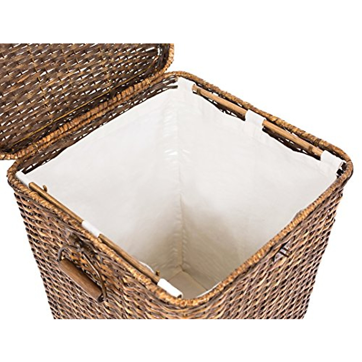 BirdRock Home Rattan Peel Hamper with Lid - Removable Laundry Bag - Machine Washable Canvas Lining - Spacious Interior - Organizer, Brown