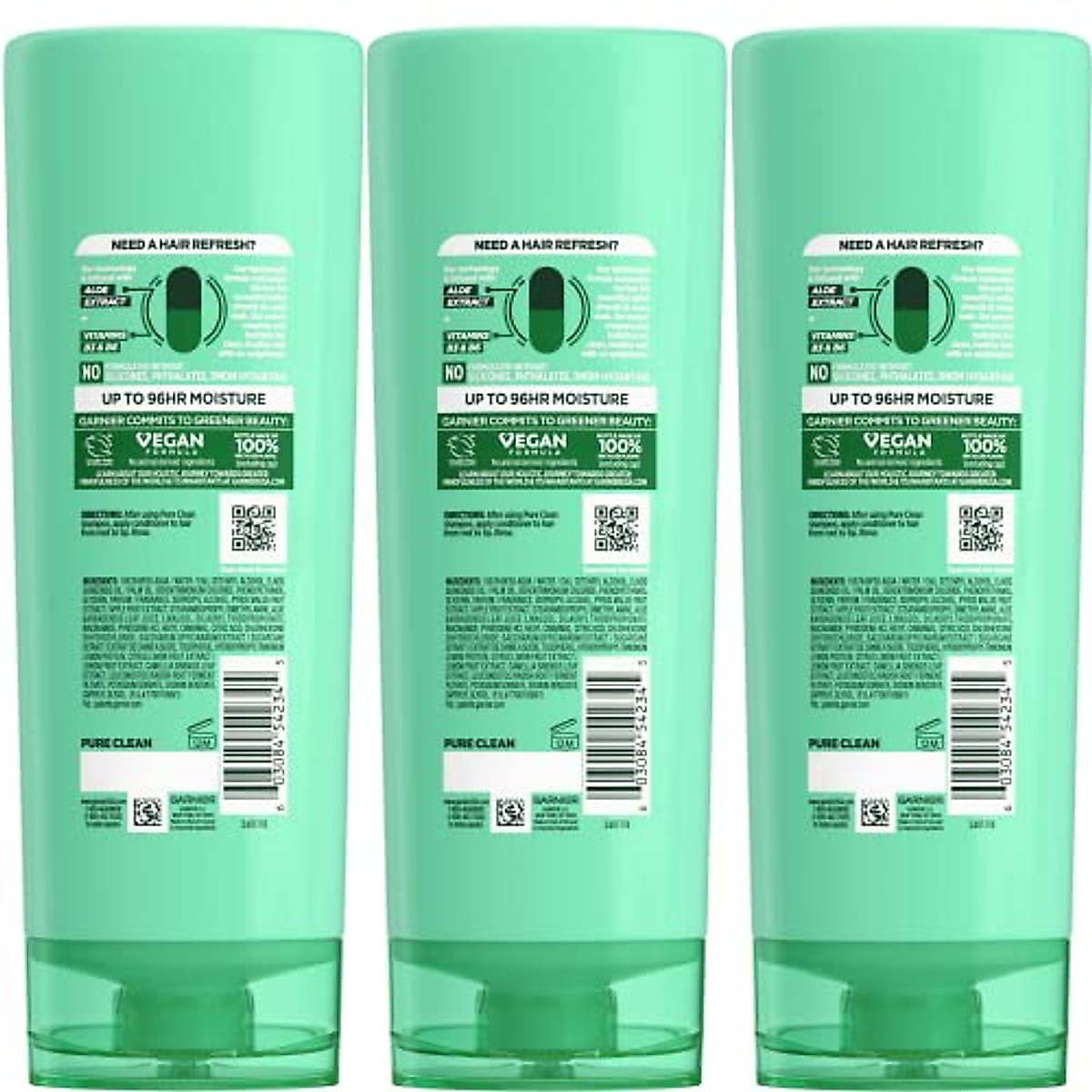 Garnier Hair Care Fructis Pure Clean Conditioner, 12 Fl Oz (Pack of 3) - Packaging May Vary