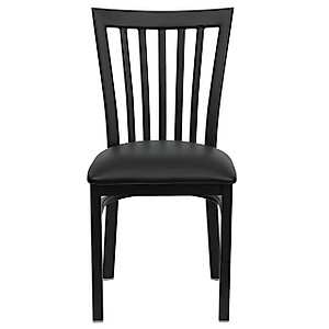 Flash Furniture 4 Pack HERCULES Series Black School House Back Metal Restaurant Chair - Black Vinyl Seat