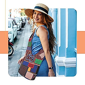 2 Pcs Bohemian Hippie Crossbody Bag Ethnic Style Bag Everyday Crossbody Purse Cotton and Linen Sling Boho Tote Bag Handmade Messenger Shoulder Bags Lady Women Tourist Handbag