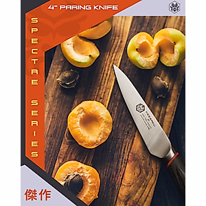 KESSAKU 4-Inch Paring Knife - Spectre Series - Forged Japanese AUS-8 High Carbon Stainless Steel - Pakkawood Handle with Blade Guard