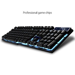 Moobom DB-A8 Mechanical Feel Gaming Keyboard, LED Three Color Backlit USB Wired Game Keyboard