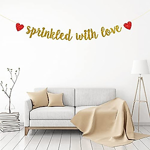 Dill-Dall Gold Glitter Sprinkled With Love Banner, Baby Shower Decorations, Baby Gender Reveal Party Supplies