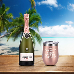 My Favorite Child Gave Me This Cup Wine Tumbler, Best Mom Dad Gifts for Parents Mom Dad Men Women Birthday Christmas Mother's or Father's Day, 12 Oz Insulated Stainless Steel Wine Tumbler, Rose Gold