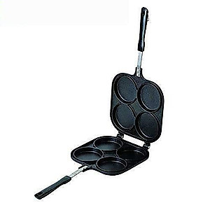 JapanBargain 4742, Japanese Obanyaki Pan Stuffed Pancake Toaster Large 3 inch Pancake Maker Nonstick Aluminum Pan, Four Molds