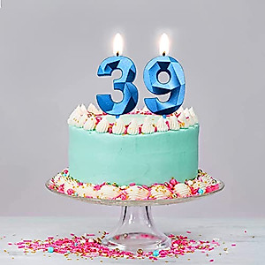 BLUE TOP 2.8 Inch Birthday Cake Candles Number Candles 3D Design Birthday Candles for Cake,Cake Topper Decoration for Kids,Adults,Party,Anniversary,Milestone Age.(DIY Blue Number 3)