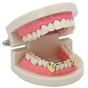 Hip Hop 14K Gold Plated Half Lower Bottom Fangs Teeth Grillz w Mold Kit