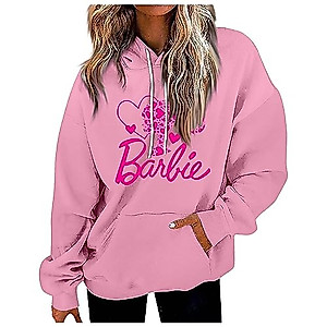 wkind olades Come On Let's Go Party Hoodies for Women Oversized Hooded Sweatshirts Fleece Casual Long Sleeve Pullover Loose Lightweight Clothes 2023 Bachelorette Pullover Fall Holiday Tops Pink