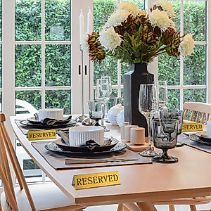 12 Pieces Table Top Reserved Sign Metal Reserved Table Signs Reserved Seating Signs Double Sided Table Tent Sign for Wedding Restaurant Family Ceremony Events, 5.91 x 3.15 Inches (Golden)
