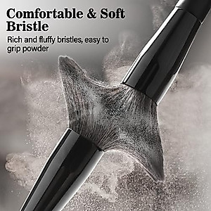 Professional Makeup Brush Set, LUXBRU 20PCs Makeup Brushes with Foundation Eyebrow Blending Concealer Blush Eyeshadow Contour Powder Brush, Make Up Brushes Kit with Travel Case & 2 Powder Puff-Black