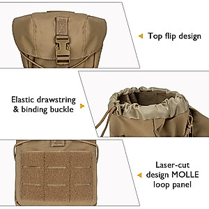 IDOGEAR Tactical Pouch Molle Drawstring Magazine Dump Pouch Mag Recycling Pouch Universal Bag (Coyote Brown)