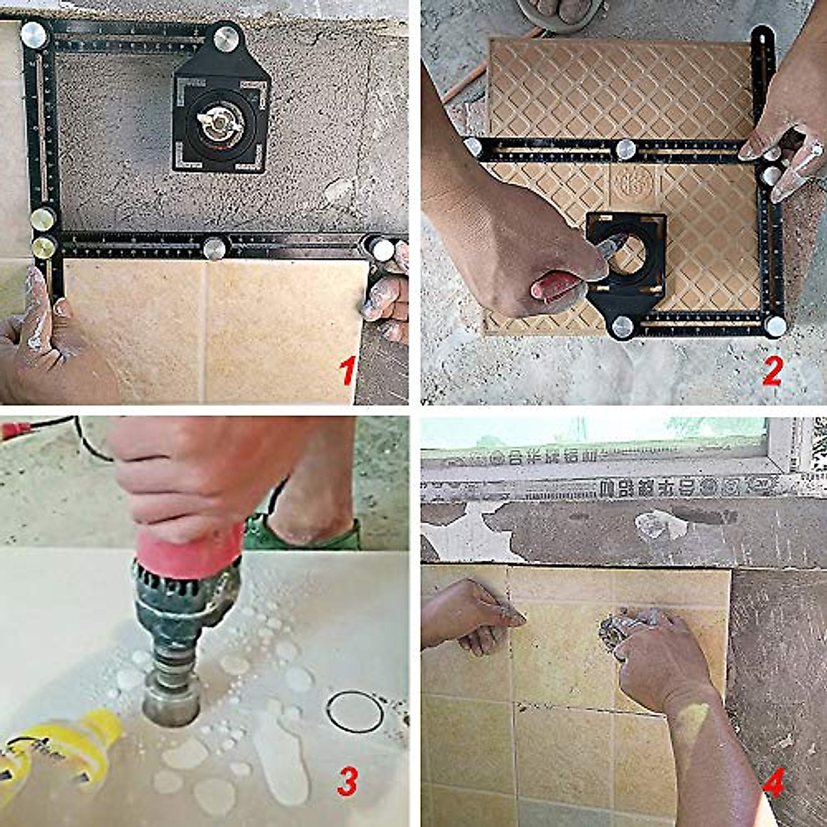 Six-Sided Aluminum Alloy Angle Measuring Tool, Angle Ruler Template Template Tool Full Metal Measuring Rules Layout Tool for Handymen Builders DIY Carpenters Craftsmen