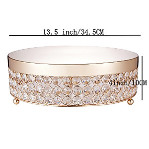 Kyriathe 14 Inch Beaded Cake Stands with Shining Crystal Beads Dessert Cookies Fruit Serving Tray for Wedding Birthday Party (Gold, 14'')