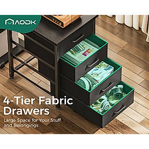 AODK 61" L Shaped Desk with 7 File Drawers, Gaming Desk with LED Light & Power Outlet, Reversible Home Office Desk with Monitor Shelf & Movable CPU Stand, Corner Computer Desk, Black