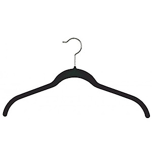 NAHANCO HSL17SB Black Velvet 17-3/8" Wide x 5mm Thick Hangers No Notches (Pack of 100)