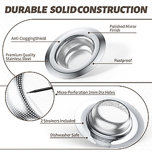 Sink Drain Strainer, Stainless Steel Mesh Sink Strainer, Anti-rust Kitchen Sink Strainer Food Catcher for Garbage Disposal with Large Wide Rim 4.4" Diameter, Pack of 4 (4)