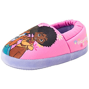 Disney Girls' Encanto Slippers - Mirabel and Luisa Plush Fuzzy Slippers, Non-Skid Sole (5-12), Size 7/8, Mirabel And Luisa