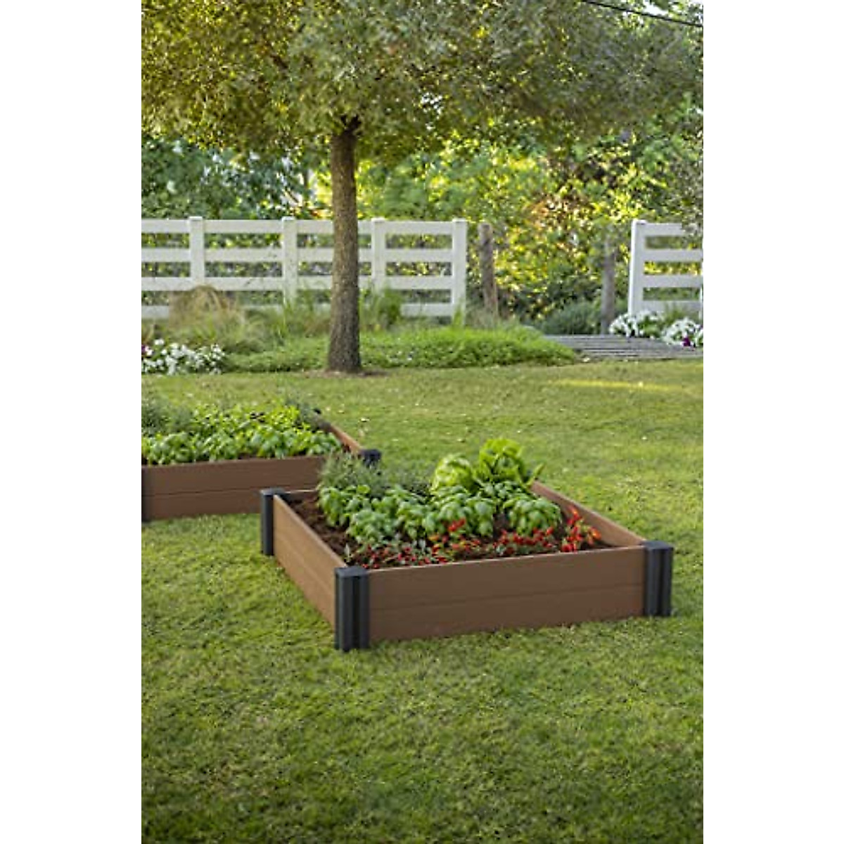 Keter Vista Modular Raised Garden Bed Durable Outdoor Planter for Vegetables Flowers, Herbs, and Succulents, Brown