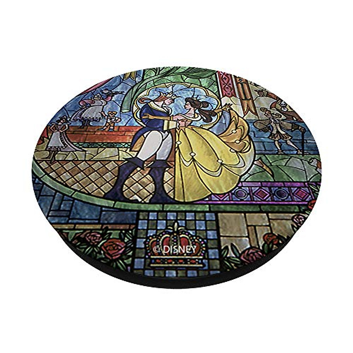 Disney Beauty And The Beast Stained Glass Window Dancing PopSockets PopGrip: Swappable Grip for Phones & Tablets