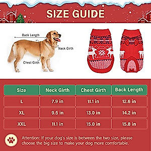 Cnarery Christmas Dog Sweaters, Elk Reindeer Deer Pattern Warm Pet Sweater, Cute Deer Knitted Classic Dog Sweater for Autumn and Winter Cold Weather Puppy Clothes(Red)