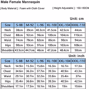 lyf Plus Size Sewing Male Mannequin Torso with Tripod Stand, Mens Dressmakers Manikin Body, for T-Shirts/Jackets Teaching Dress Forms ( Size : XXXL 110 )