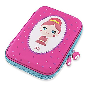 rockpapa High-Capacity Princess Pencil Case, Pencil Box, Storage Box for School Students Girls Teens Kids Toddlers Pink