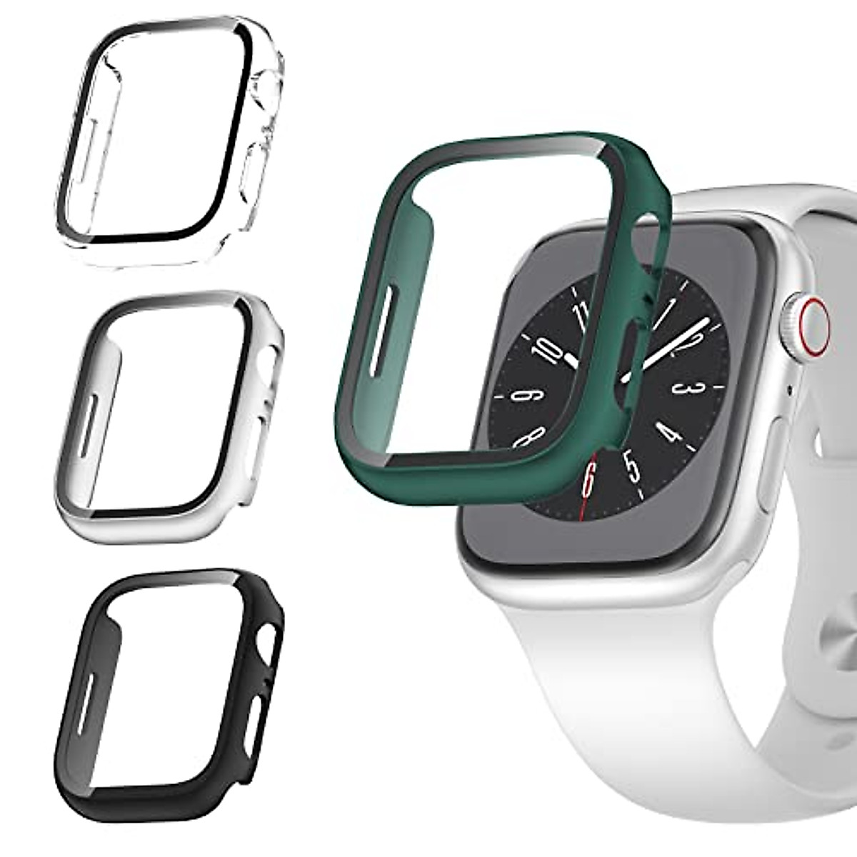 Cover for Apple Watch Series 8/Series 7 45mm, 4-Pack Screen Protector Case Replacement Protective Face Cover for iWatch Series 8/Series 7 45mm Women