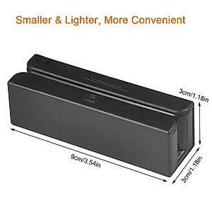 Heitamy MSR90 Magnetic Strip Card Reader 3 Track USB POS Magstripe Credit Card Swipe Reader Mini Swiper for POS System Cashier Registry Cash Register, Plug and Play, Black
