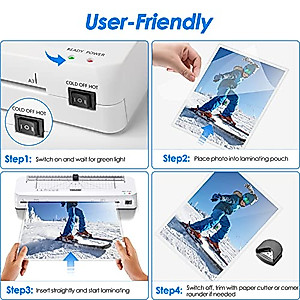 Laminator Machine, 13 Inch Thermal Laminator with Laminating Sheets, A3 Poartable 4 in 1 Office Presentation Laminators for Home Office School Use, Quick Warm-Up and Jam-Free
