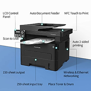 Pantum Laser Printer All in One Laser Printer Scanner Copier, Black White Printer Wirelessly Printer at 35PPM, M7102DW(V4T56A)
