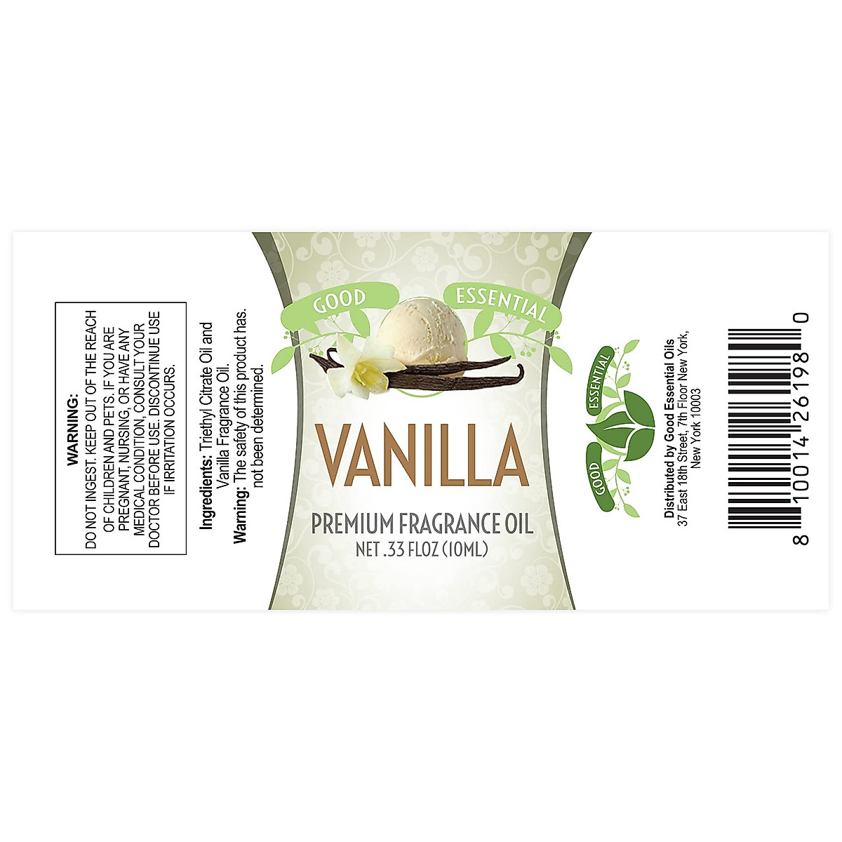 Good Essential - Professional Vanilla Fragrance Oil 10 ml for Candles, Soaps, Lotions, Perfume 0.33 fl oz - Home Fragrance Oil Vanilla - Vanilla Diffuser Oil - Vanilla Fragrance Oil for Body Lotion