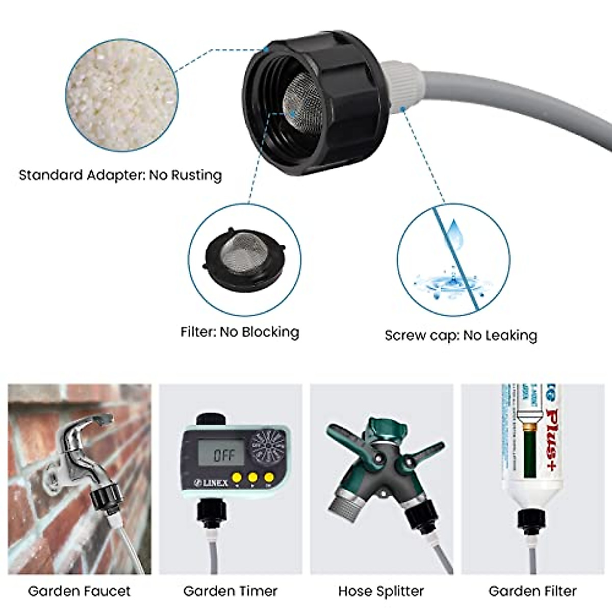 LINEX Misting Cooling System, 50FT Misting Line,8 Mist Nozzles Outdoor Misters for Outside Patio Parasol Garden Greenhouse Trampoline for Waterpark